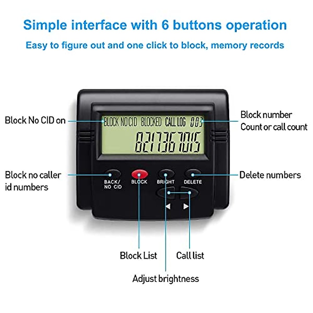 wondcam Call Blocker for Landline Phones, Premium Phones with Call Blocking, One Touch Number Block Device, Block Unwanted Robocalls and Nuisance Calls