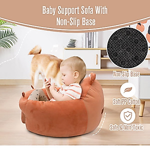 vocheer Baby Sofa Support Sitting Chair,Cute Cartoon Animal Baby Chair, Learning to Sit Cushion Seats,Brown Bear