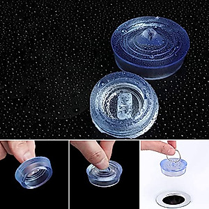 UMBWORLD Bath Tub Drain Stoppers, 4 Pcs Sink Bathtub Plug Drain Plug Transparent Strainer Kitchen Bathroom Laundry Bar Water Seal with Hanging Ring for Shower Pool Plugs and Caps (Clear 4pcs)