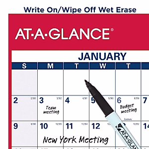 2022 Erasable Calendar, Dry Erase Wall Planner by AT-A-GLANCE, 48" x 32", Jumbo, Vertical/Horizontal, Reversible (PM32628)