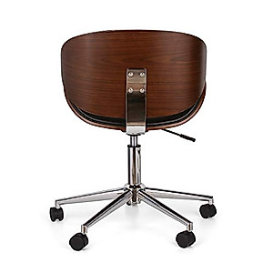 Christopher Knight Home Dawson ARMLESS Office Chair, Midnight Black + Chrome + Walnut