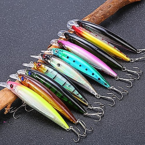 Sougayilang Minnow Fishing Lures Crankbaits Set Fishing Hard Baits Swimbaits Boat Topwater Lures for Trout Bass Perch Fishing-Style-E 10Pcs