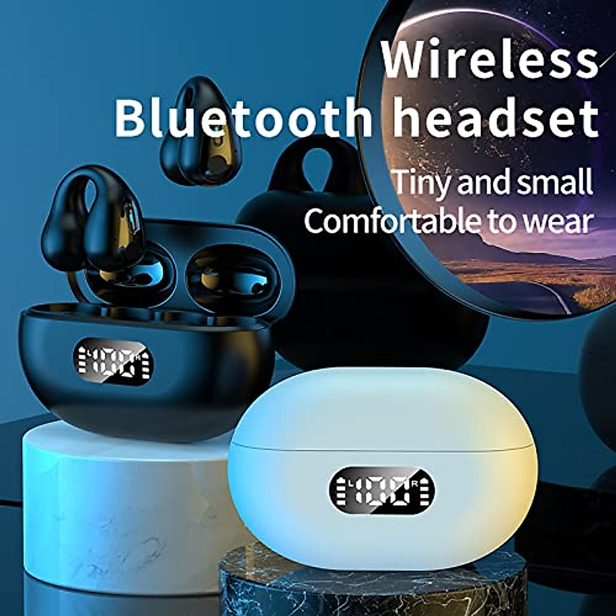 kdhgoo Mini Wireless Ear Clip Bone Conduction Headphones Bluetooth 5.3 Sports Headphones Open Earring Earphones Smart Mini Earbuds