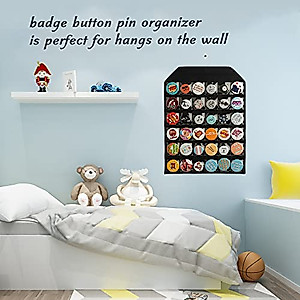 PACMAXI Wall Hanging Pin Organizer Display Storage Stand, Enamel Pin Display Holder,hold Up To 36 Pins (Black)