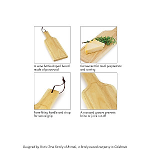 TOSCANA - a Picnic Time brand Botella Cheese Cutting Board & Serving Tray, Wine Bottle Shaped Board, Charcuterie Board, Cheese Board, (Parawood)