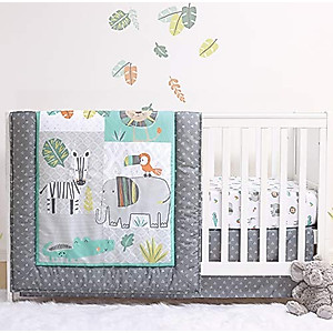 The Peanutshell Safari Bedding Sets for Baby Boys or Girls | 3 Piece Unisex Nursery Set | Crib Comforter, Fitted Crib Sheet, Crib Skirt Included
