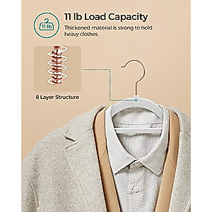 SONGMICS Velvet Hangers, Set of 50 Clothes Hanger with Rose Gold Swivel Hook, Non-Slip, and Space-Saving, 0.2-Inch Thick, 17.1-Inch Long for Coat, Shirt, Dress, Pants, Tie, White UCRF021W02