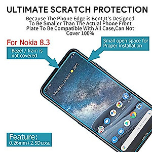 Ytaland Case for Nokia 8.3,with Tempered Glass Screen Protector. (2 in 1) Crystal Clear Soft Silicone Shockproof TPU Transparent Bumper Protective Phone Case Cover