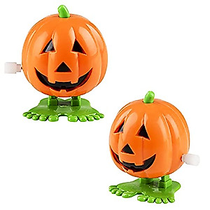 The Dreidel Company Halloween Pumpkin Wind-Up Toys, Birthday Party Favors, Novelty Toys for Boys and Girls, 2" Inches (3-Pack)
