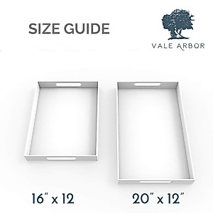 Vale Arbor White Acrylic Serving Tray for Vanity, Bathroom, Ottoman, Organizer and Décor with Handles (Rectangle, Large)