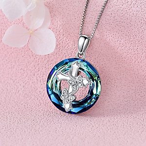 POTOPYY Butterfly Necklace S925 Sterling Silver Crystal Butterfly Necklaces for Women Butterfly Pendant Jewelry, Butterfly Gifts for Women Mom Christmas Mothers Day Birthday New Year Anniversary