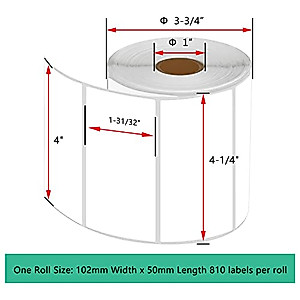 USUPERINK [8 Roll, 810 Labels/Roll] Compatible for Brother RDS03U1 White Paper Label Die Cut Mobile Solutions Barcodes Tapes 4" x 2"(102mm x 50mm) use in for TD-4000 TD-4100N Printer