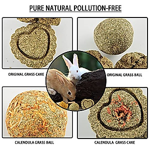 VCZONE Rabbit Chew Toys, Pet Bunny Tooth Chew Toys Organic Natural Apple Wood Grass Cake Ideal for Bunny, Chinchilla, Guinea Pigs, Hamsters Teeth Grinding (12 Pack)