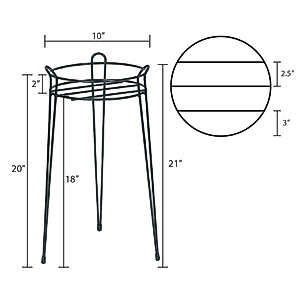 CobraCo S1021B 21-Inch Basic Black Plant Stand S1021-B