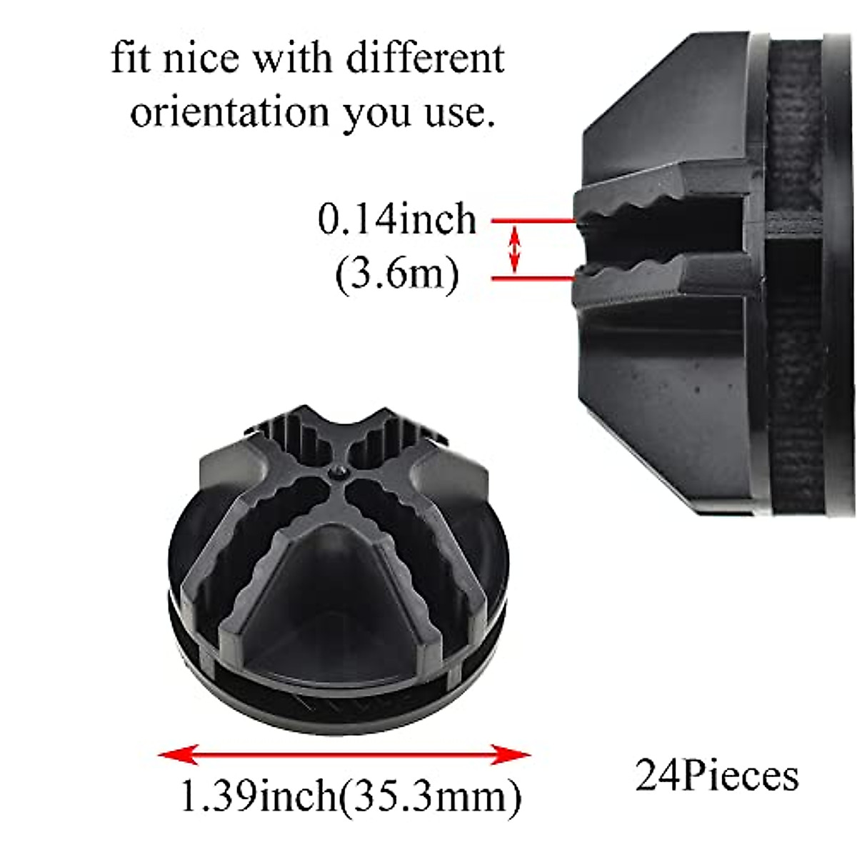 Yadaland 35mm Diameter Wire Grid Cube Connector Consistent Slots Fit Different Orientation Quick Assemble Grip Tight Organizer Black 24 Pieces for Modular Closet Panels Storage Pet Cages Shelving