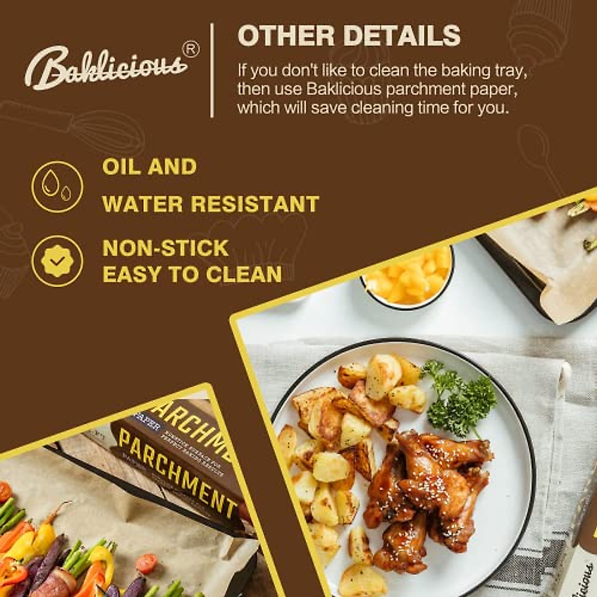 Unbleached Parchment Paper Roll for Baking, 15 in x 210 Ft, 260 Sq.Ft, Non-stick Baking Paper, Food Grade Cooking Paper for Bread, Cookies, Heat Press, Oven, Air Fry