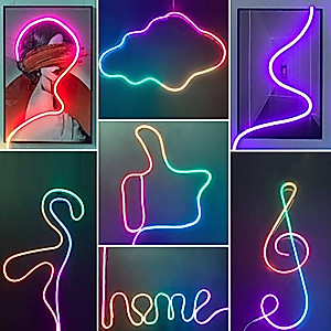 GLPE Neon Rope Lights,10FT 252 LEDs Smart Neon Lights,TuYa APP Control and Music Sync,RGBIC Backlights Works with Alexa and Google Assistant,DIY Creative Strip Lights for Gaming, Living Room,Bedroom