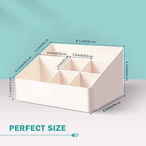 Desk Organizer, Desktop Organizers and Accessories with Pencil Holder, School Supplies Caddy Storage or Pen Holders, Teacher Office, Classroom, Bathroom,Countertop,Plastic, 6 Compartments, White