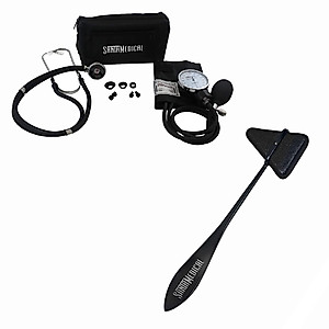 Santamedical Adult Deluxe Aneroid Sphygmomanometer with Stethoscope, Cuff and Carrying case & Santamedical Taylor Percussion Hammer
