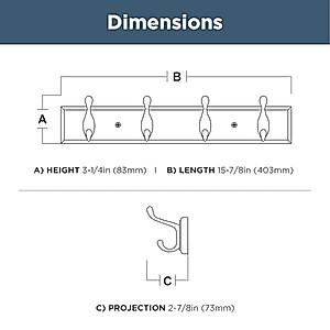 FRANKLIN BRASS Casual Curve Wall Mounted Pure White 16 in. Coat Rack, 4 Nickel Hooks, B46717K-PMN-C2
