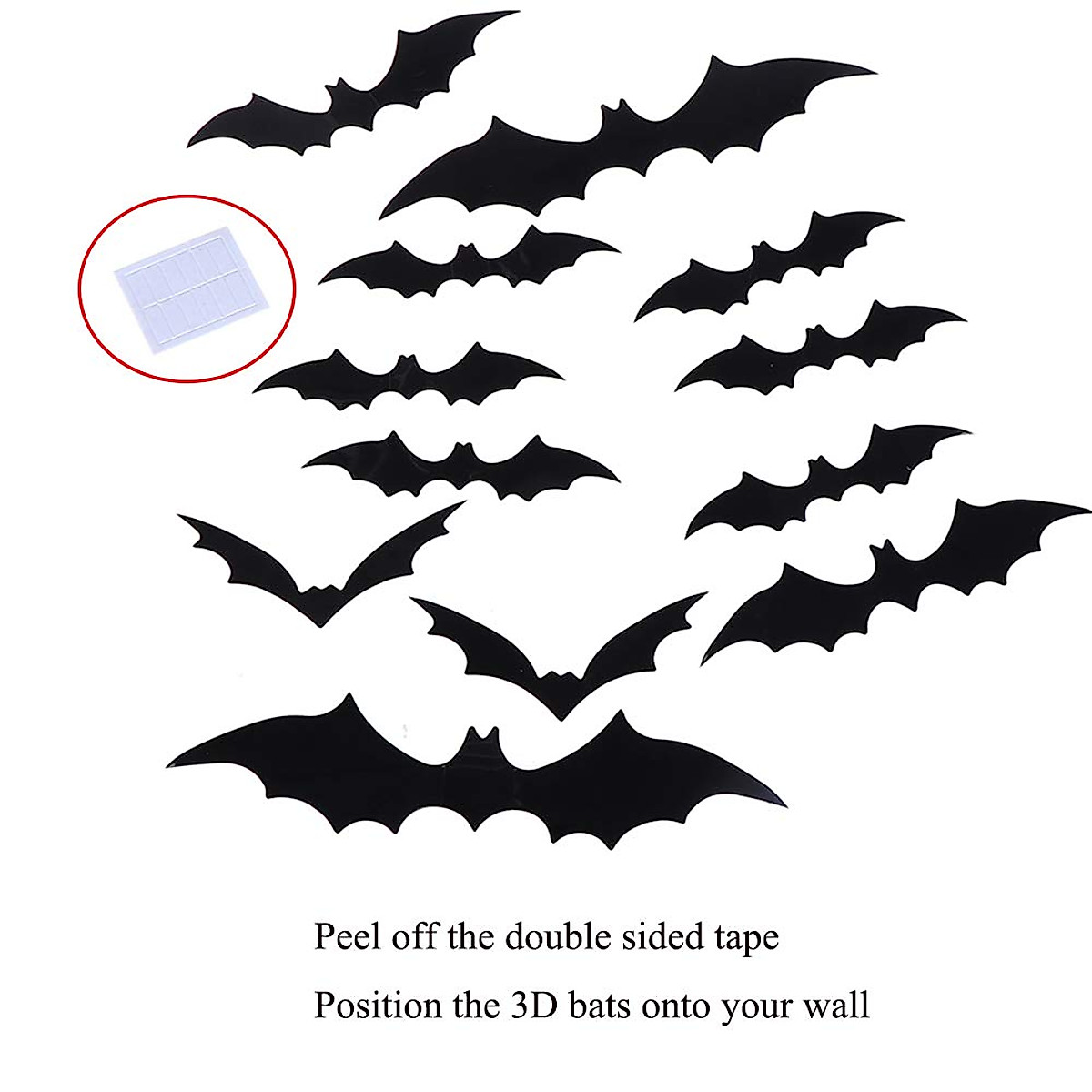 Orgrimmar 35 PCS Halloween Decorations Set Include Lace Spider Web Table Runner, Round Lace Table Cover, Fireplace Scarf Cover and 32 Pieces 3D Bats Wall Sticker Decal