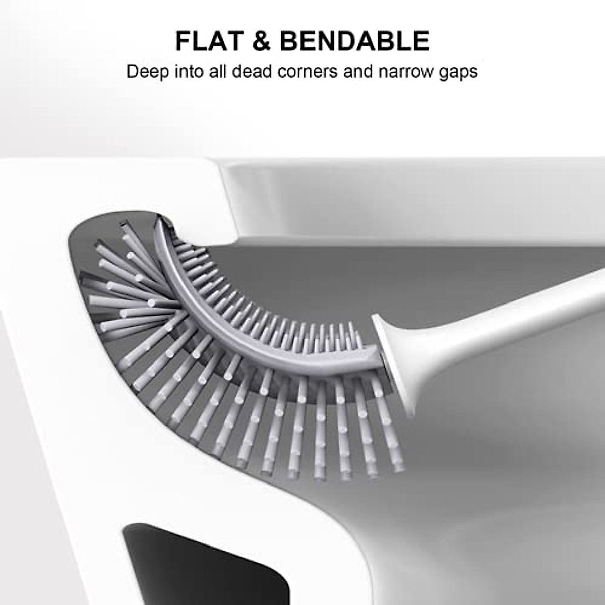 SetSail Silicone Toilet Brush, 2 Pack Toilet Bowl Brush and Holder Toilet Scrubber with Silicone Bristles Flat Flexible Toilet Brushes for Bathroom with Holder Toilet Cleaner Brush