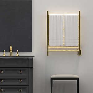 Amba RWH-SPG Radiant Hardwired + Plug-in Combo Straight 10 Bar Towel Warmer in Polished Gold