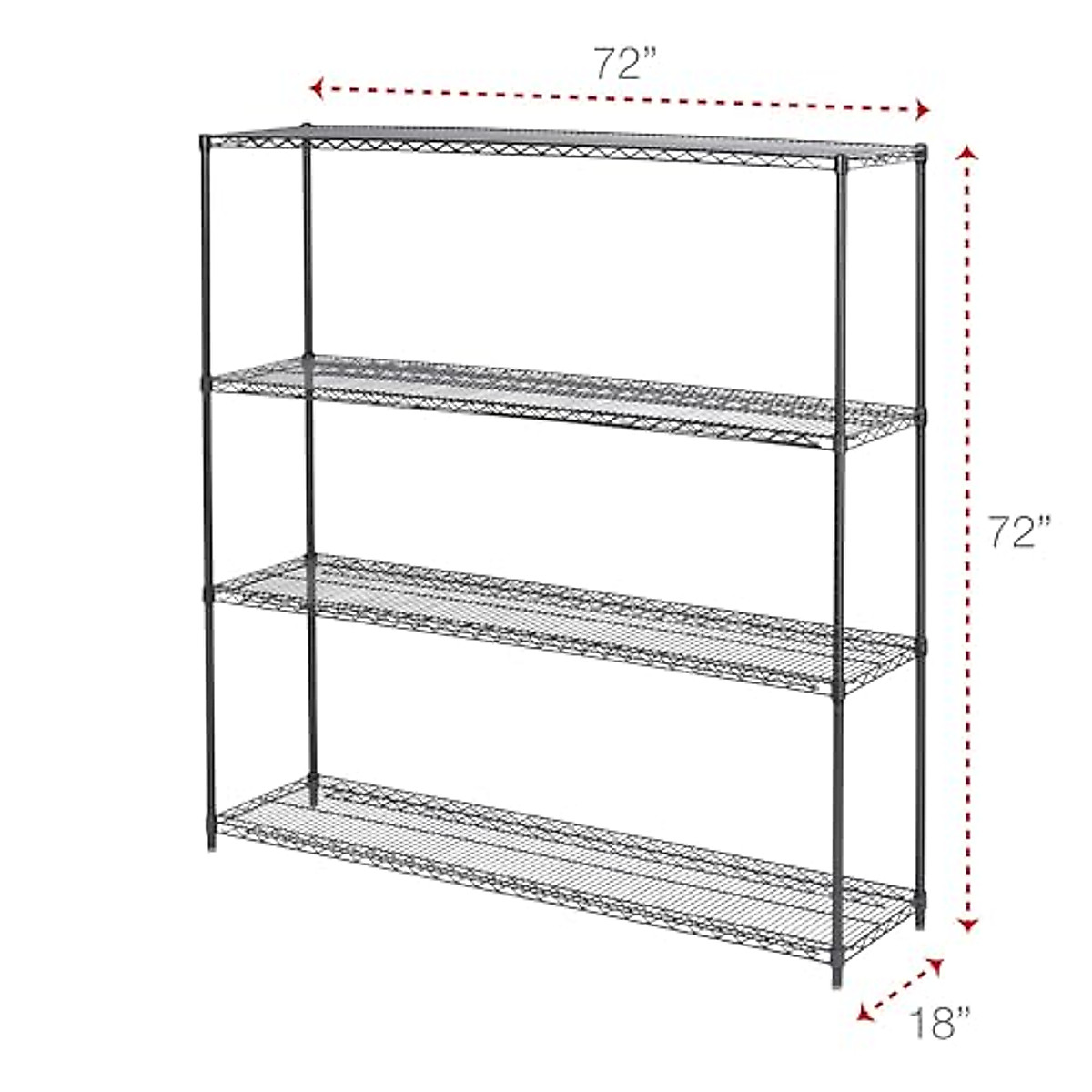 Alera ALESW207218BA BA Plus 72 in. x 18 in. x 72 in. 4-Shelf Wire Shelving Kit - Black Anthracite Plus