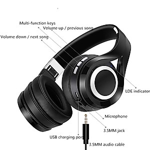 Bluetooth Headphones Over Ear Wireless Bluetooth Headphones Stereo Foldable Headphones with Mic 16H Play Time Deep Bass Earphones for PC/Cell Phones/TV,Gold