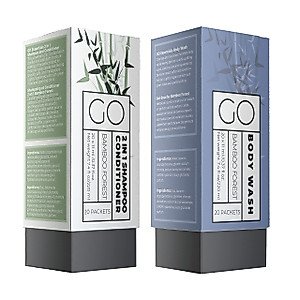GO Essentials 2-in-1 Shampoo/Conditioner and Body Wash Travel Packets - Hotel Amenities, Homeless Care Kits, AirBnB Essentials
