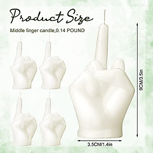 4 Pcs Middle Finger Candle Funky Hand Candles Cool Candles Trendy Aesthetic Candle Cute Hand Gesture Candles for House Office Room Bedroom Bathroom Home Decor Supplies (White)