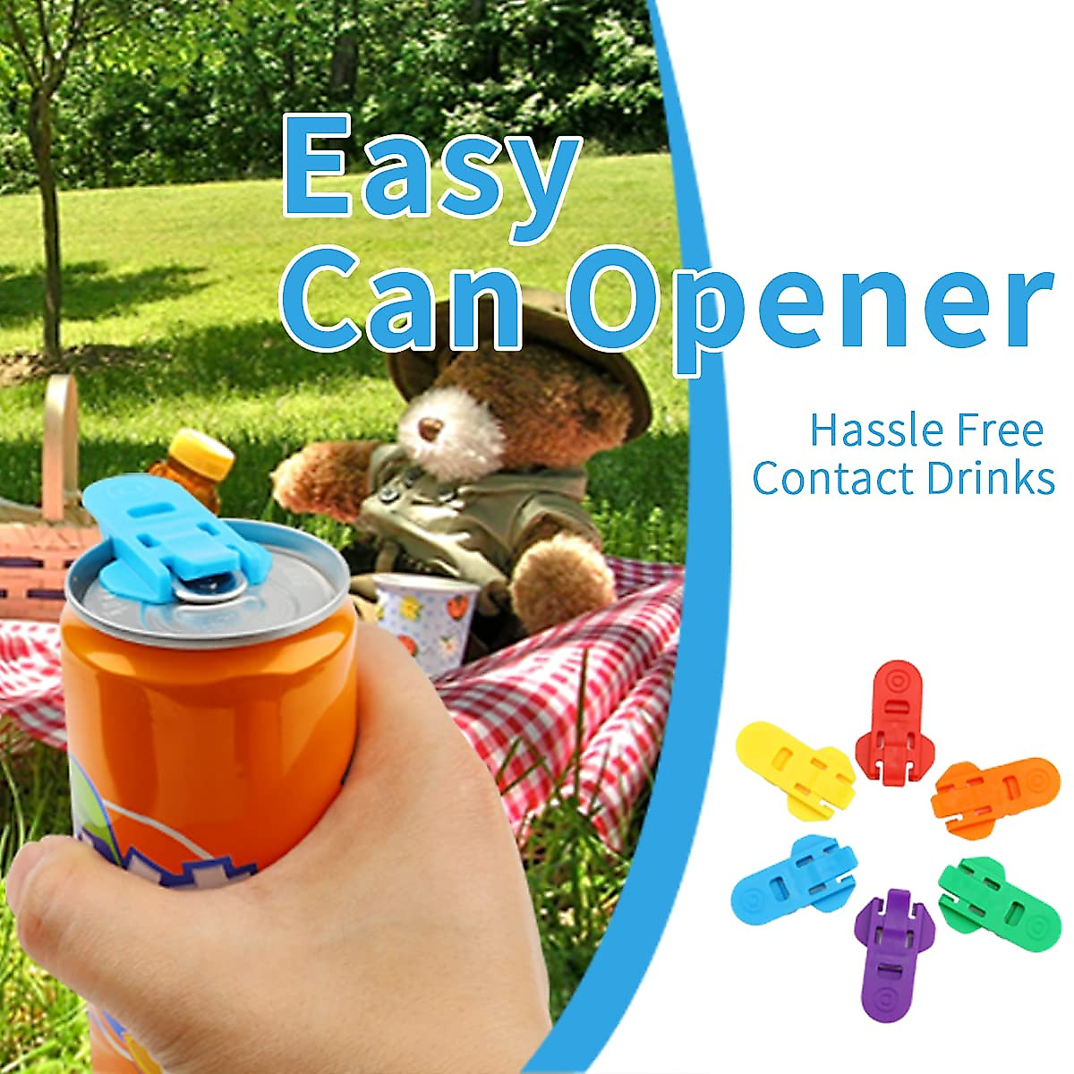 Easy Can Opener, 6-Pcs color soda beer can opener and beverage can cover protector,Premium Plastic Shields.