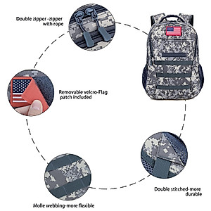 outdoor plus Camo Backpack,Military Teen Boys Backpacks for School, Army Bookbag with USB Charging Port,40L (a-BLACK CAMO-40L)