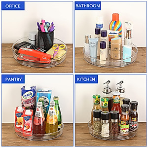 URALFA 2-Pack Lazy Susan Cabinet Organizer, Plastic Rotating Round Lazy Susan Turntable for Pantry, Countertop, Table, Fridge, 10.5 Inch