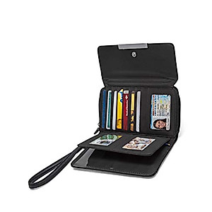 Mundi Big Fat Wallet Womens RFID Blocking Clutch Organizer Removable Wristlet ((Black))