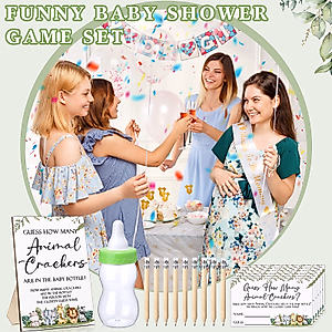 Dandat 122 Pcs Woodland Safari Baby Shower Games Guess How Many Crackers Sign 100 Guessing Cards 750ml Milk Bottle 20 Pencils for Animal Jungle Theme Baby Shower Gender Reveal Party Decor (Animal)