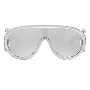 VANLINKER Oversized Round Sunglasses for Women Men Trendy One-Piece Mask Shades Fashion Big Lens Smooth Flat Top Frame VL9760