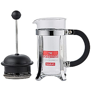 Bodum Caffettiera French Press Coffee Maker, Black Plastic Lid and Stainless Steel Frame, 3-Cup, 12-Ounce