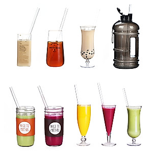 Replacement Straws for 40 oz Stanley Adventure Travel Tumbler, 12 inch Extra Long Clear Plastic Reusable Stanley Tumber Straws for Stanley Cup, Pack of 6 with 2 Cleaning Brushes