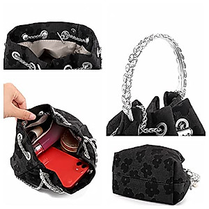 Ayliss Women Evening Handbag Mini Clutch Rhinestone Pouch Crossbody Handbag Purse Top Handle Floral Shoulder Bag Prom (Mini,Black)