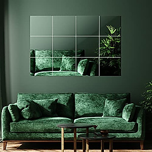 BBTO 9 Pieces Mirror Adhesive Craft Mirrors Shatterproof Sheet Small Mirror Tiles Flexible Self Adhesive Non Glass Mirror Plastic Mirror Wall Stickers, 6 x 9 Inches, 6 x 6 Inches