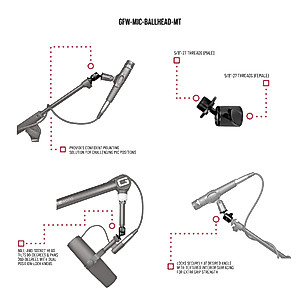 Gator Frameworks Microphone Mount (GFW-MIC-BALLHEAD-MT), Black