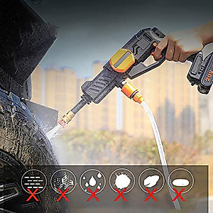 Battery Powered Pressure Washer Cordless Portable Power Cleaners Car Washer 320PSI 94PSI Garden Watering with 2000mAh Battery Hose Nozzles and Foldable Water Bucket