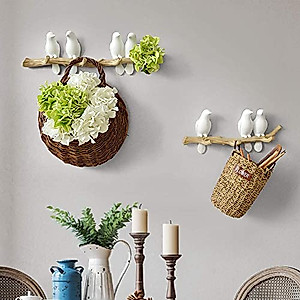 Clothes Coat Hooks Wall Mounted Coat Rack White Stick, 4 Birds Hooks Coat Hanger Rack, Space Saving Hanger for Wall, Entryway Hanger with Pegs,Coats,Scarves (White 4birds Hooks)