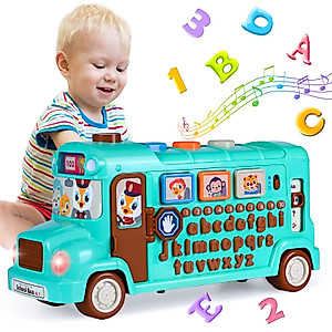 Toys for 1 Year Old Boy Gifts, Baby Toys 12-18 Months School Bus Learning Toys for 1 2 3 Year Old Boys Girls Kids Education Toys with Alphabet ABC/Music/Light/ for Toddlers 1-3 Birthday Xmas Gifts