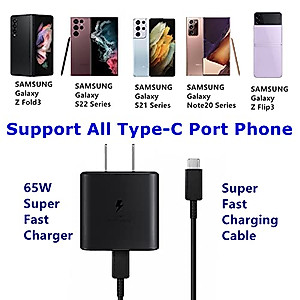 EnergySpot 65W Super Fast Charging Wall Charger Compatible for Samsung Galaxy Z Fold4 Fold3 Z Fold2 Fold Z Flip3 Z Flip S22 S23 Ultra Note20 Ultra,USB-C Travel Charger with 5FT Charging Cable