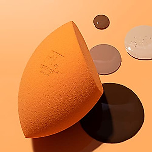 Real Techniques Miracle Complexion Sponge Duo, Makeup Blending Sponge, For Foundation, Offers Light To Medium Coverage, Natural, Dewy Makeup, Orange Sponge, Latex-Free Foam, 2 Count
