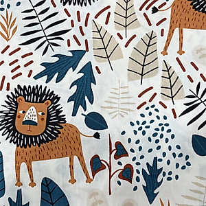 Lion Fat Quarters Fabric Bundles for Sewing Baby Boy Animal Fabric Cute Patterns Quilting Fabric for Kids 18" x 22" (6Pcs) SZRUIZFZ