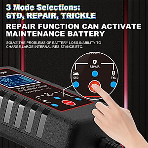 B-Qtech Upgraded 2Amp Car Battery Trickle Charger 6V/12V Smart Fully Automatic 3 Mode Battery Charger Maintainer, Battery Desulfator for Lawn Mower, Motorcycle, Car, Boat, Marine Lead Acid Batteries