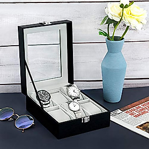 Oyydecor Watch Box 6 Slots PU Leather Case Organizer Wooden Storage Organizer for Storage and Display Men's & Women's Gift Business